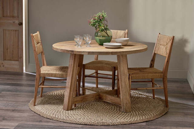 nkuku Indali Mango Wood Round Dining Table - Tables - Natural - Small ...