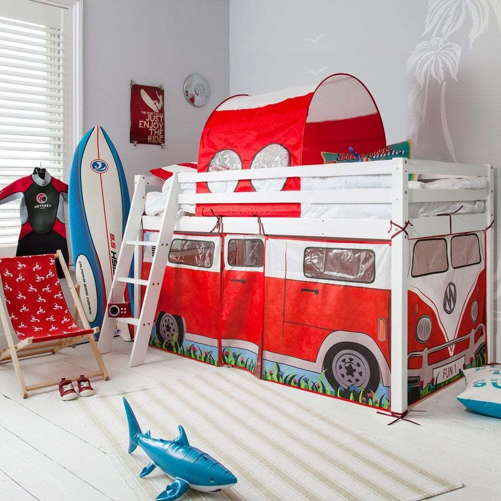 Moro Cabin Bed Midsleeper with Campervan Package in Classic White Wood ...