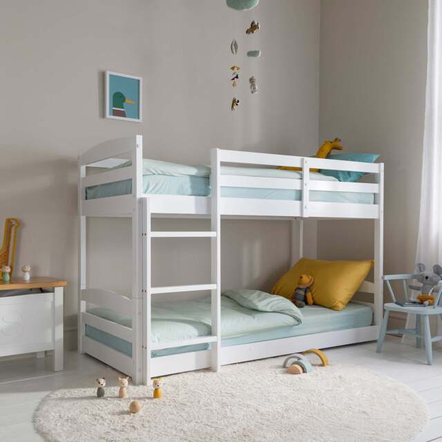Mimi Shorty Bunk Bed Splits into Toddler and Day Bed in Classic White ...