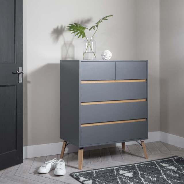 Otto Chest of Drawers 3+2 Drawer in Silk Grey by Noa & Nani | ufurnish.com