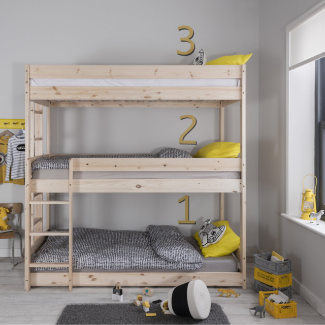 Henrik Triple Bed Bunk Triple Sleeper in Natural Pine by Noa & Nani ...