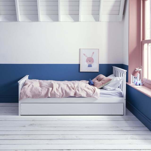 Dorset Single Bed with Olaf Trundle in White by Noa & Nani | ufurnish.com