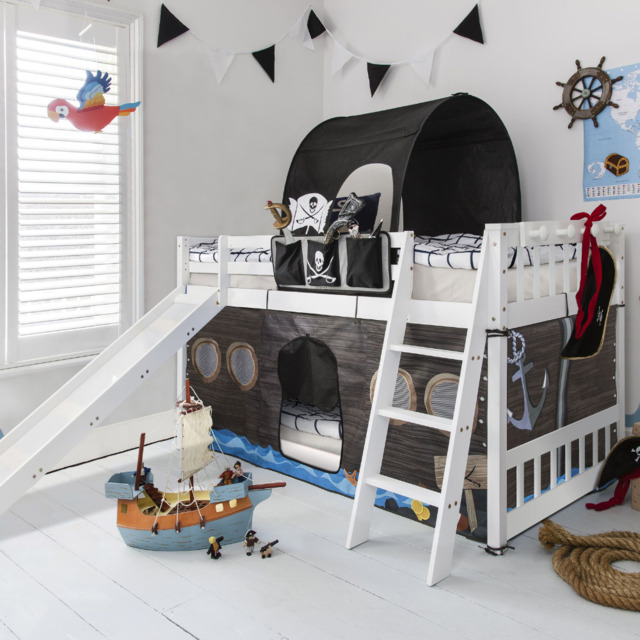 Tuva Cabin Bed Low with Bunk Underbed Slide & Pirate Hideaway Package ...