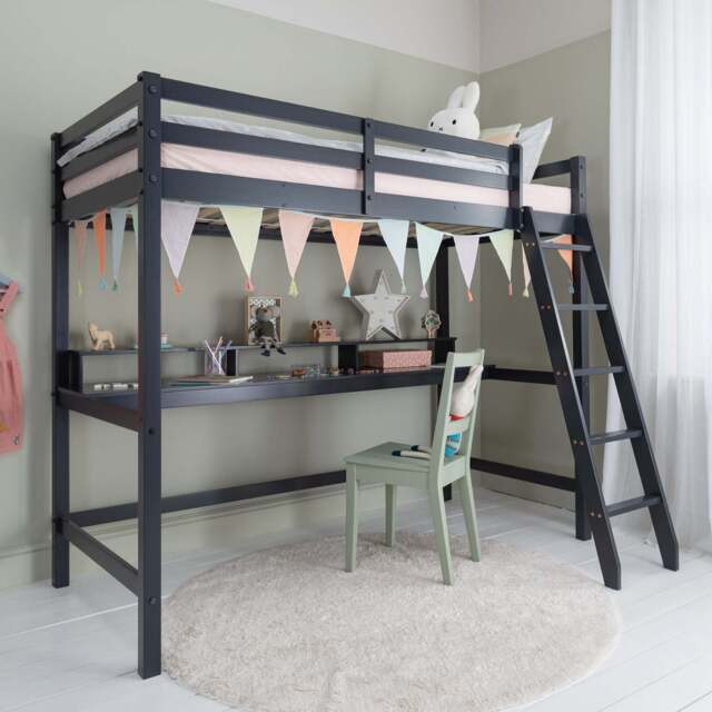 Thomas High Sleeper with Thea Desk in Black by Noa & Nani | ufurnish.com