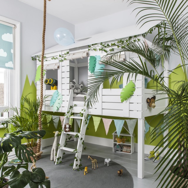 Christopher Jungle Treehouse Midsleeper Bed with Canvas Windows in ...