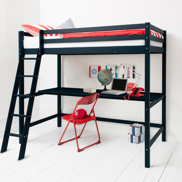 Thomas High Sleeper Cabin Bed with Louis Desk in Anthracite by Noa ...