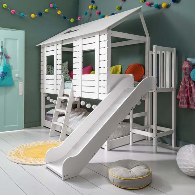 Christopher Treehouse Midsleeper Bed with Slide and Hans Roll-up ...