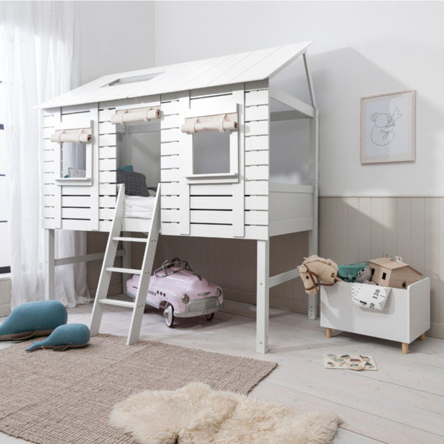 Christopher Treehouse Midsleeper Bed with Hans Windows in Classic White ...