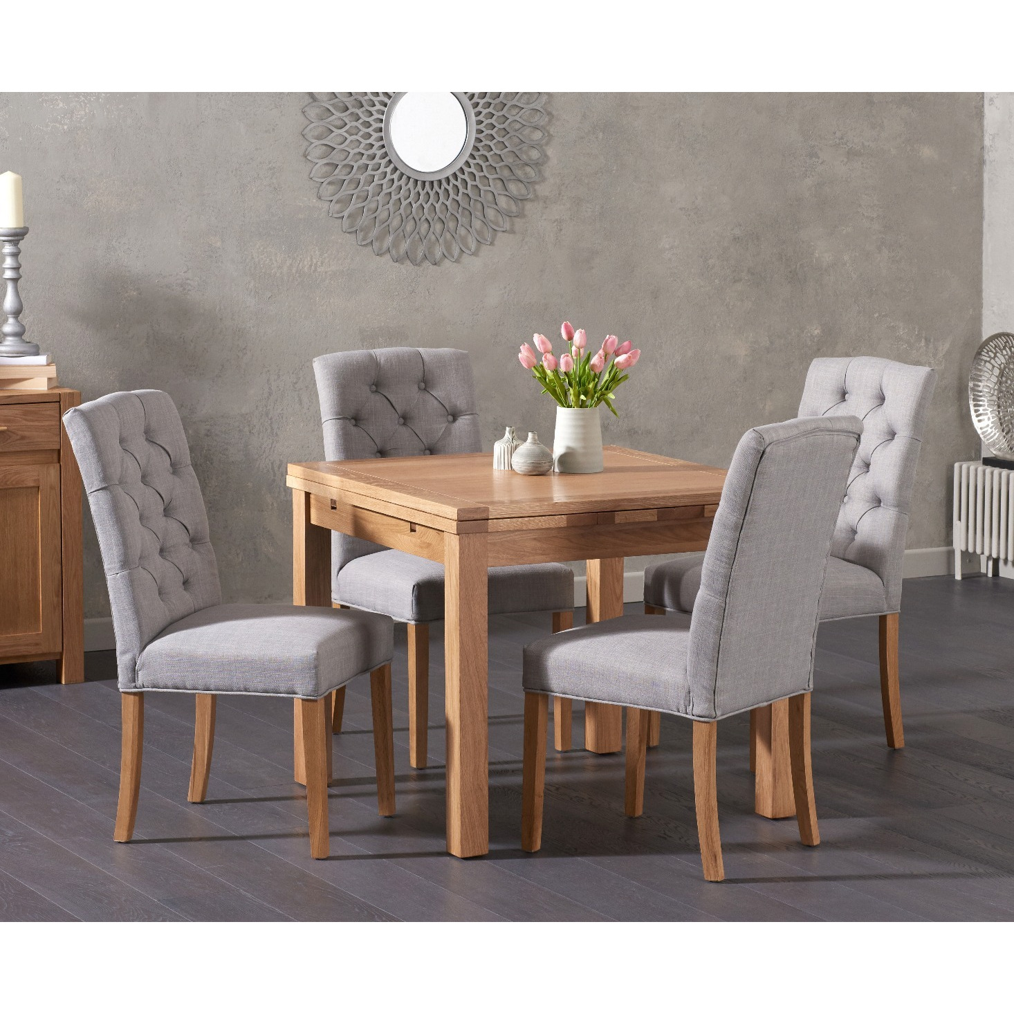 Cheadle 90cm Oak Extending Dining Table with Claudia Chairs by Oak ...