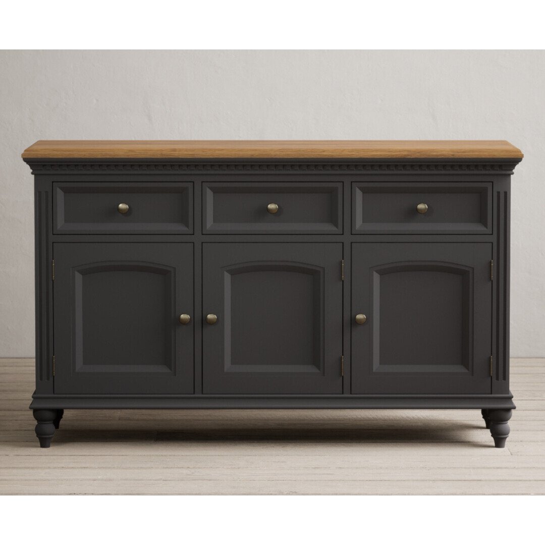 Francis Oak and Charcoal Grey Painted Large Sideboard by Oak Furniture ...