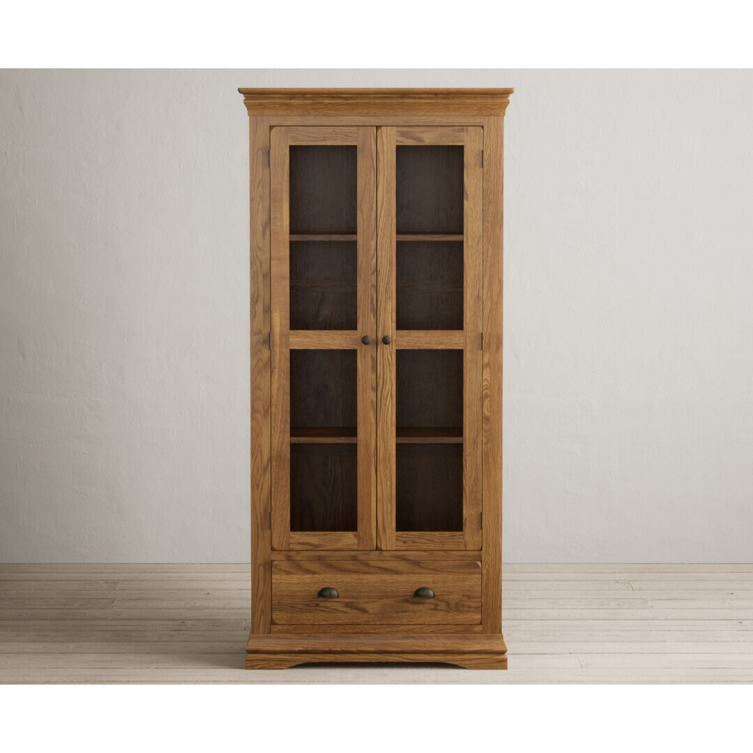 Burford Rustic Solid Oak Display Cabinet by Oak Furniture Superstore ...