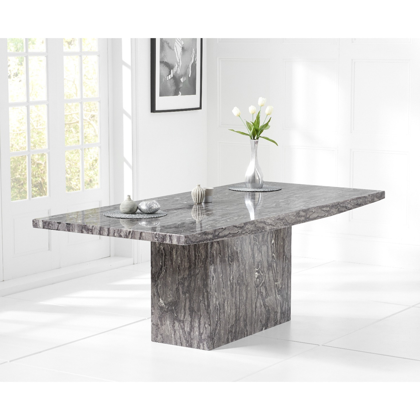 Crema 220cm Grey Marble Dining Table by Oak Furniture Superstore ...