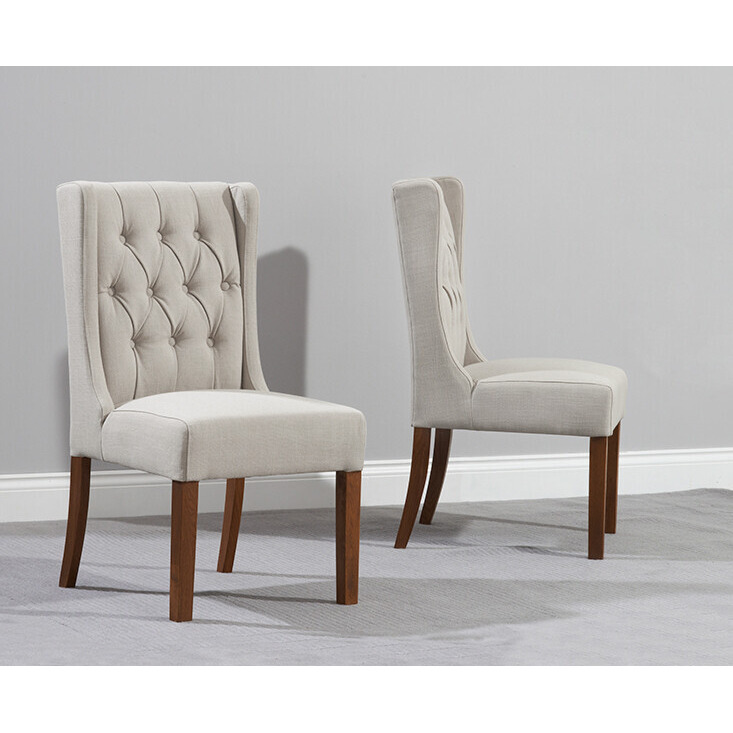 Darcy Natural Fabric Dark Oak Leg Dining Chairs by Oak Furniture ...