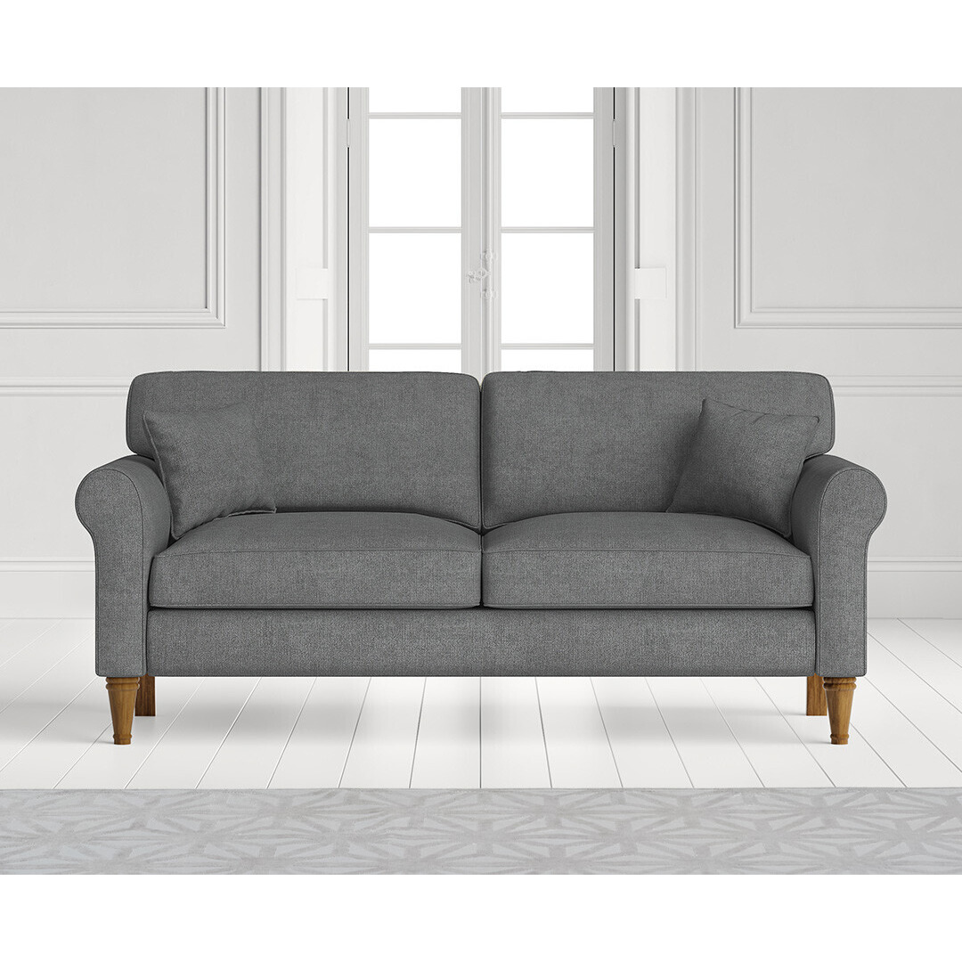 Darwin Charcoal Grey Fabric Three Seater Sofa by Oak Furniture ...