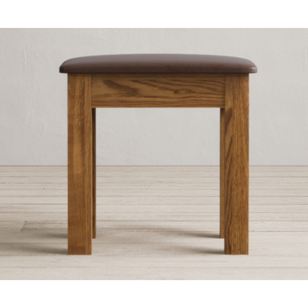 Country Rustic Solid Oak And Leather Dressing Table Stool by Oak ...