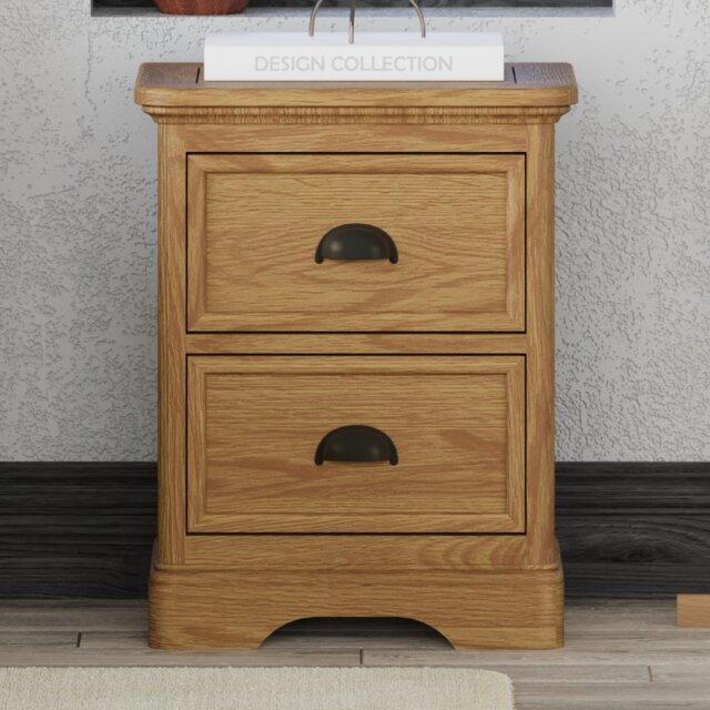 Cambridge Solid Oak 2 Drawer Bedside Chest by Oak Furniture Superstore ...