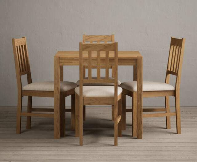 York 80cm Solid Oak Dining Table with 4 Charcoal Grey York Chairs by ...