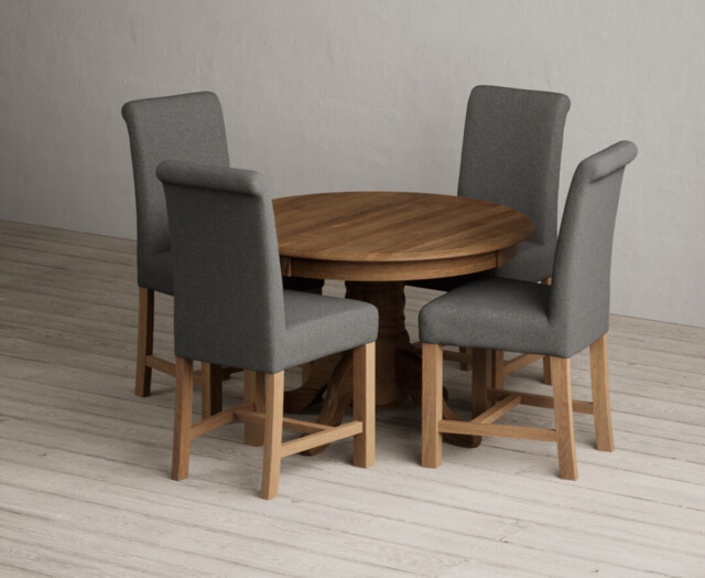 Extending Hertford 100cm - 130cm Rustic Oak Pedestal Dining Table with ...