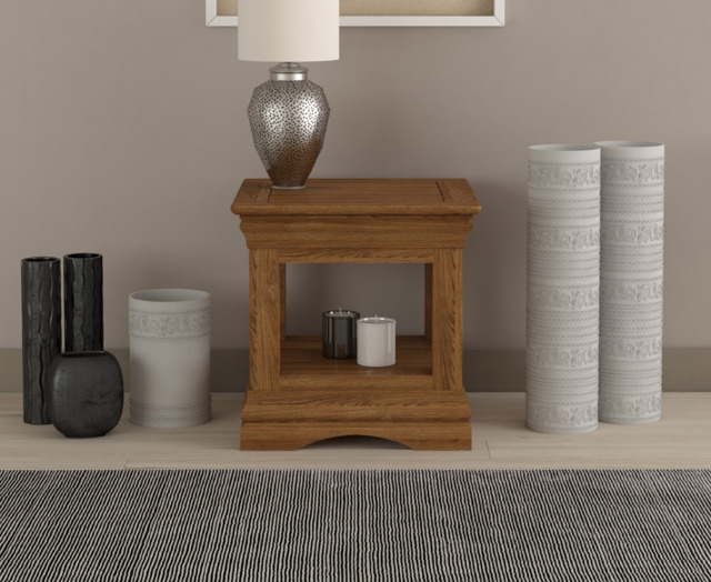 Burford Rustic Solid Oak Lamp Table by Oak Furniture Superstore | ufurnish.com