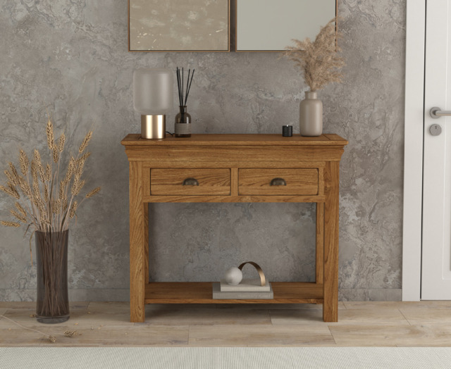 Burford Rustic Solid Oak Console Table by Oak Furniture Superstore ...