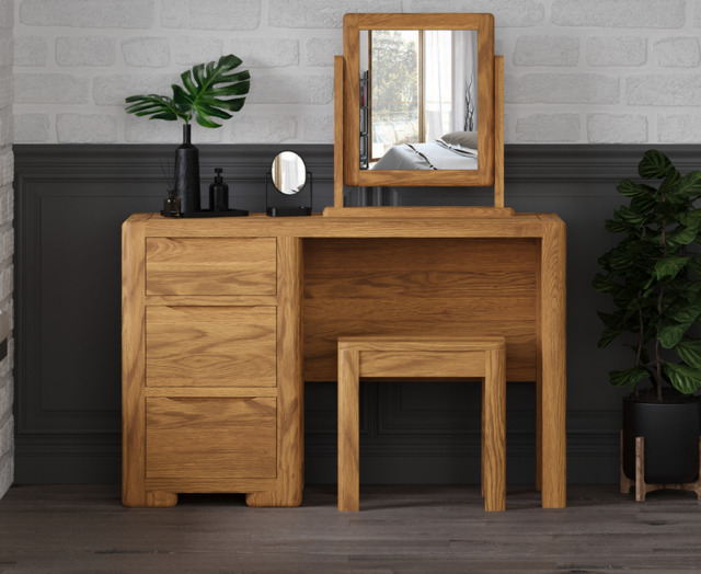 Harper Solid Oak Dressing Table Set by Oak Furniture Superstore | ufurnish.com