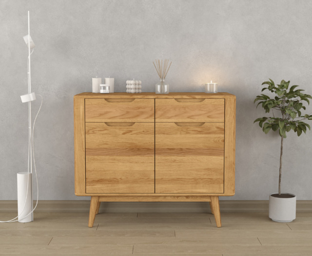 Rosa Solid Oak Small Sideboard by Oak Furniture Superstore | ufurnish.com