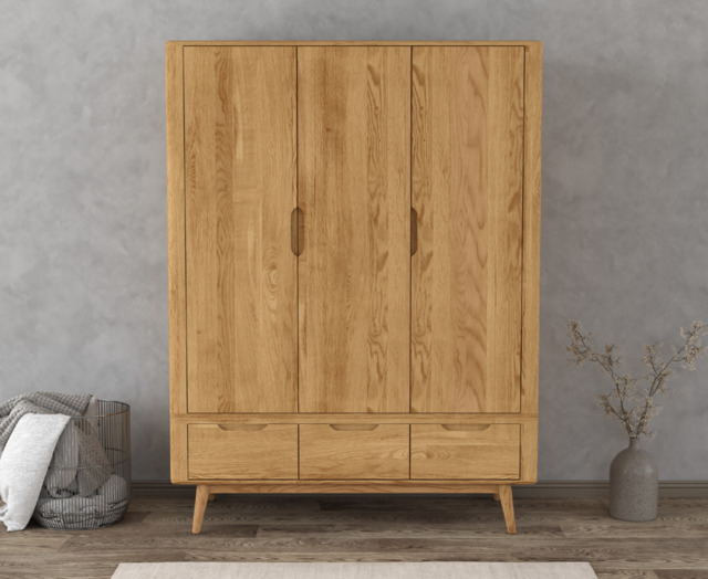 Rosa Solid Oak Triple Wardrobe by Oak Furniture Superstore | ufurnish.com