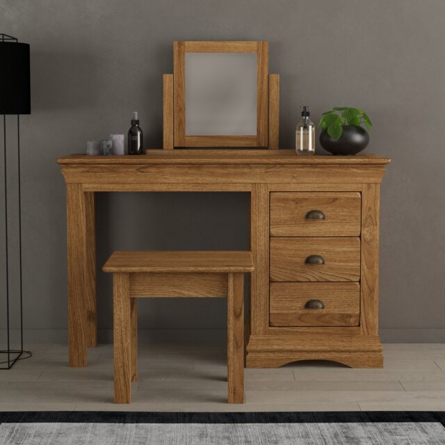 Burford Rustic Solid Oak Dressing Table Set by Oak Furniture Superstore ...