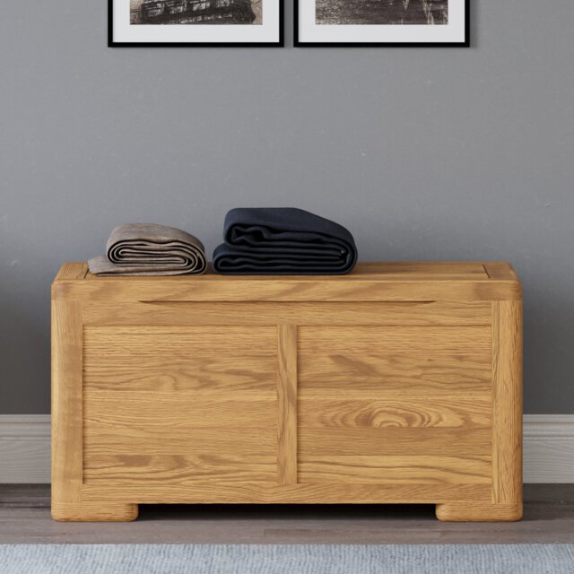 Harper Solid Oak Blanket Box by Oak Furniture Superstore | ufurnish.com