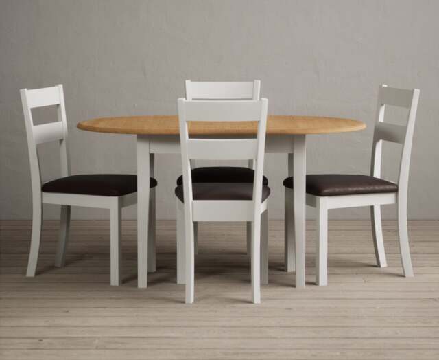 Extending Warwick Oak and Signal White Painted Dining Table with 4 ...