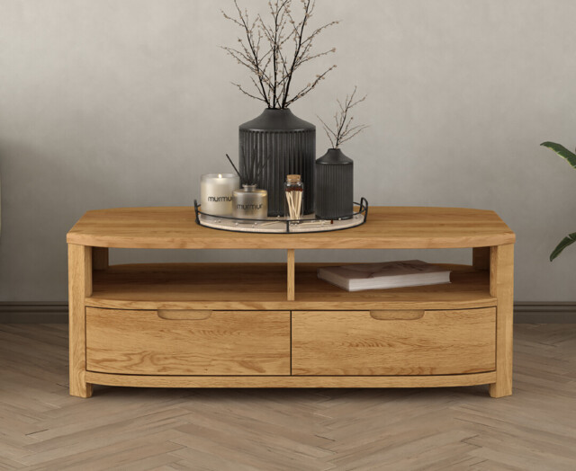 Somerton Curved Solid Oak 4 Drawer Coffee Table by Oak Furniture ...