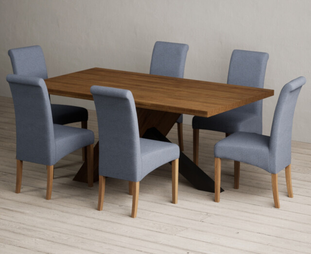 Michigan 180cm Rustic Oak and Metal Black Leg Industrial Dining Table ...