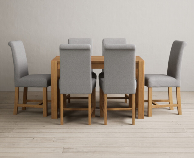 Thetford 120cm Oak Dining Table with 6 Natural Scroll Back Chairs by ...