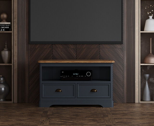 Bridstow Oak and Blue Painted Corner TV Cabinet by Oak Furniture ...