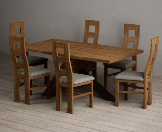 Michigan 180cm Rustic Oak and Metal Black Leg Industrial Dining Table ...
