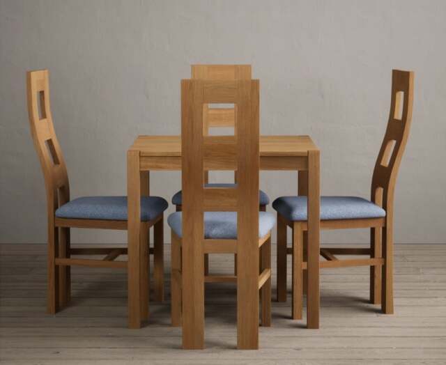 York 80cm Solid Oak Dining Table with 2 Charcoal Grey Natural Chairs by ...