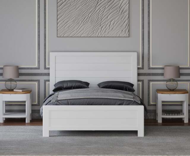 Bradwell Oak and Signal White Painted Double Bed by Oak Furniture ...
