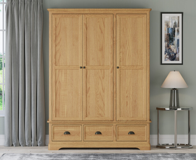 Cambridge Solid Oak Triple Wardrobe by Oak Furniture Superstore ...