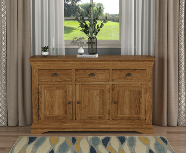 Burford Rustic Solid Oak Large Sideboard by Oak Furniture Superstore | ufurnish.com