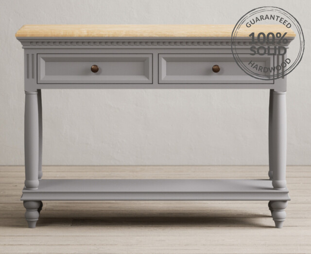Francis Oak and Light Grey Painted Console Table by Oak Furniture Superstore | ufurnish.com