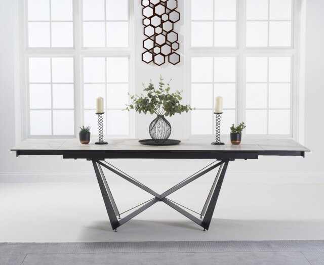 Extending Blenheim 180cm White Ceramic Dining Table by Oak Furniture ...