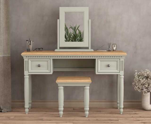 Francis Oak and Soft Green Painted Dressing Table Set by Oak Furniture ...