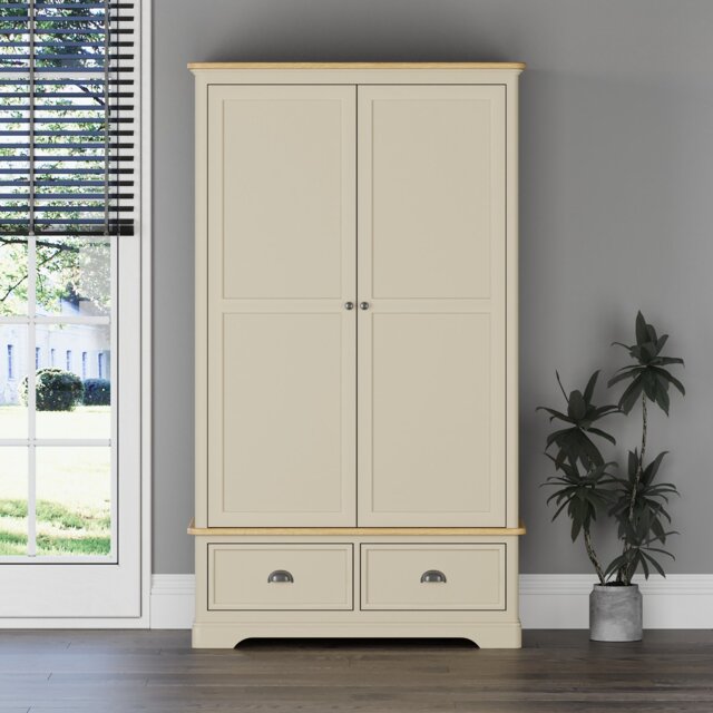 Madley Oak and Cream Painted Double Wardrobe by Oak Furniture ...
