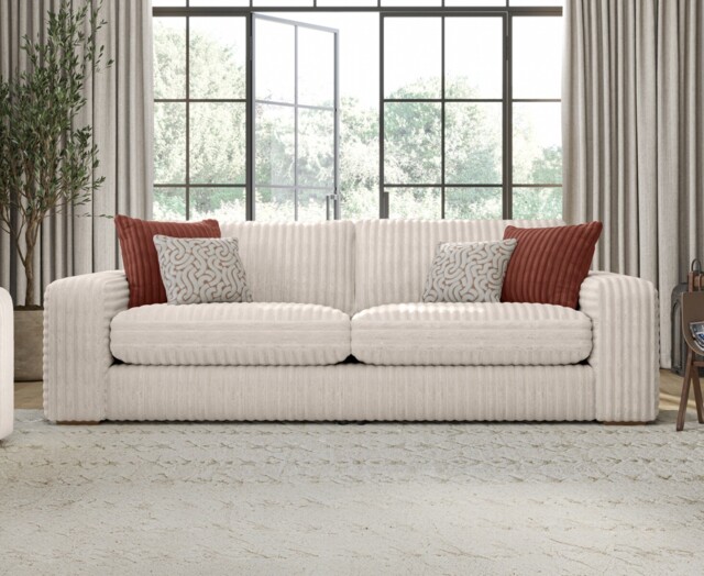 Milan Natural Fabric 4 Seater Sofa by Oak Furniture Superstore ...