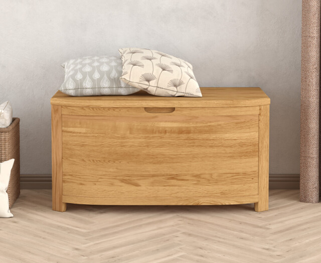 Somerton Curved Solid Oak Blanket Box by Oak Furniture Superstore ...