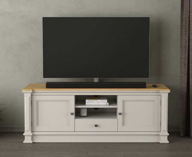 Lawson Oak and Soft White Painted Super Wide TV Cabinet by Oak ...