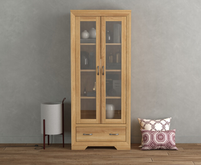 Tilt Solid Oak Glazed Display Cabinet by Oak Furniture Superstore ...