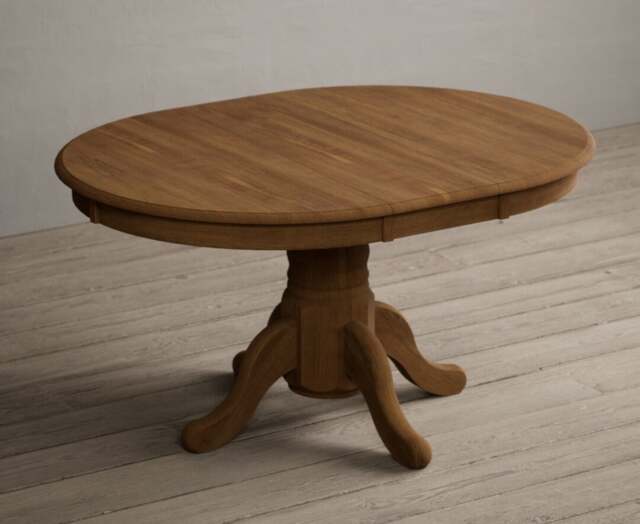 Extending Hertford 100cm - 130cm Rustic Oak Pedestal Dining Table by ...