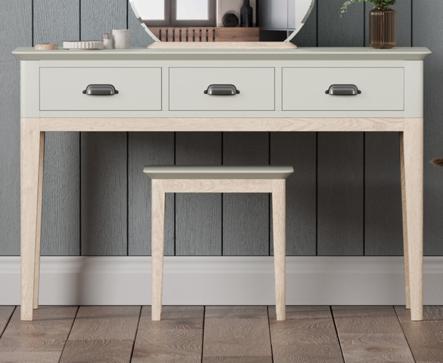 Ancona Oak and Soft Green Painted Dressing Table / Computer Desk by Oak ...