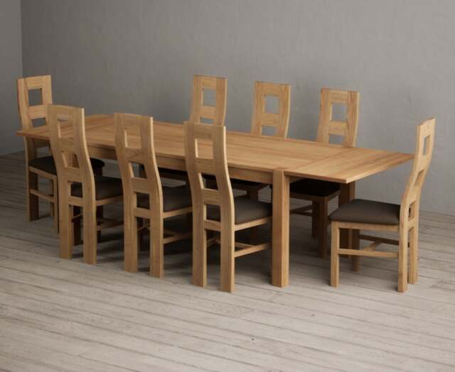 Thetford 180cm Oak Dining Table with Thetford 45cm Oak Extensions with ...